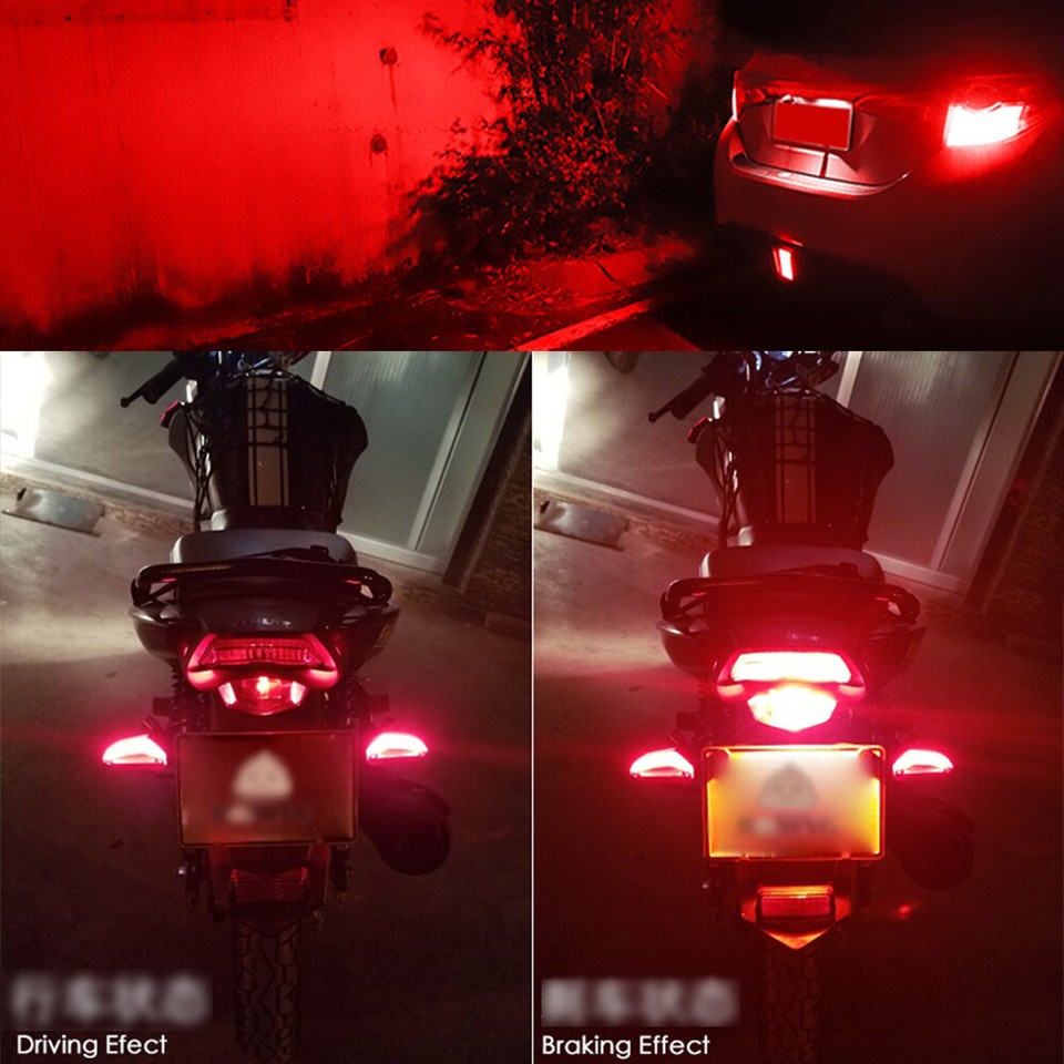 4X 3157 Red LED Bright Strobe Flash Blinking Brake Tail Stop Light ...