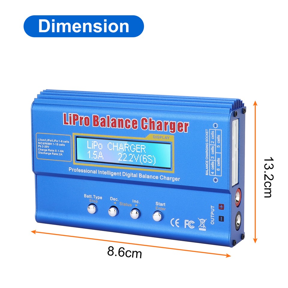 80W Fast Digital Balance Charger for iMAX B6 AC LCD RC LiPo LiFe NiCD ...