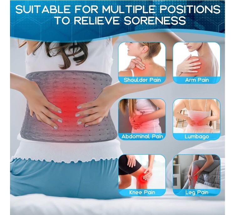 Heating Pad for Back Pain Relief, Large Electric Heated Back Wrap ...
