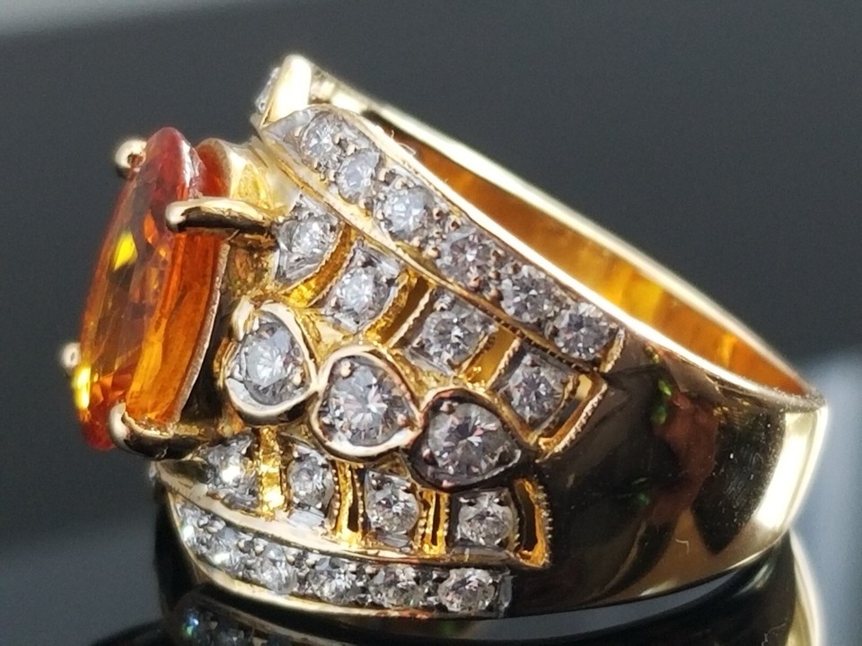 Gorgeous Golden Orange Citrine Diamond 18k yellow gold ring | eBay