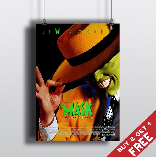 THE MASK 1994 MOVIE POSTER Jim Carrey Film A3 A4 Fan Art Print Home ...