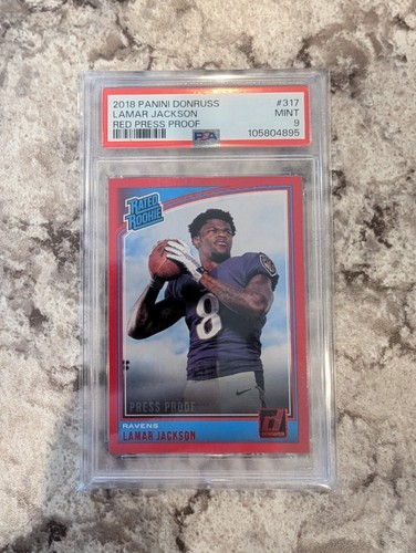 2018 Panini Donruss Lamar Jackson Rated Rookie Red Press Proof #317 PSA ...