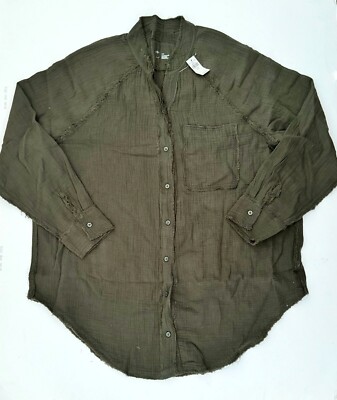 Oversized Aerie American Eagle Pool To Party cover Up button shirt ...