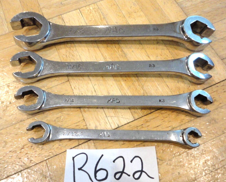 MAC TOOLS 4 PIECE SAE. FLARE-NUT DOUBLE END LINE WRENCHES 10 DEGREE ...