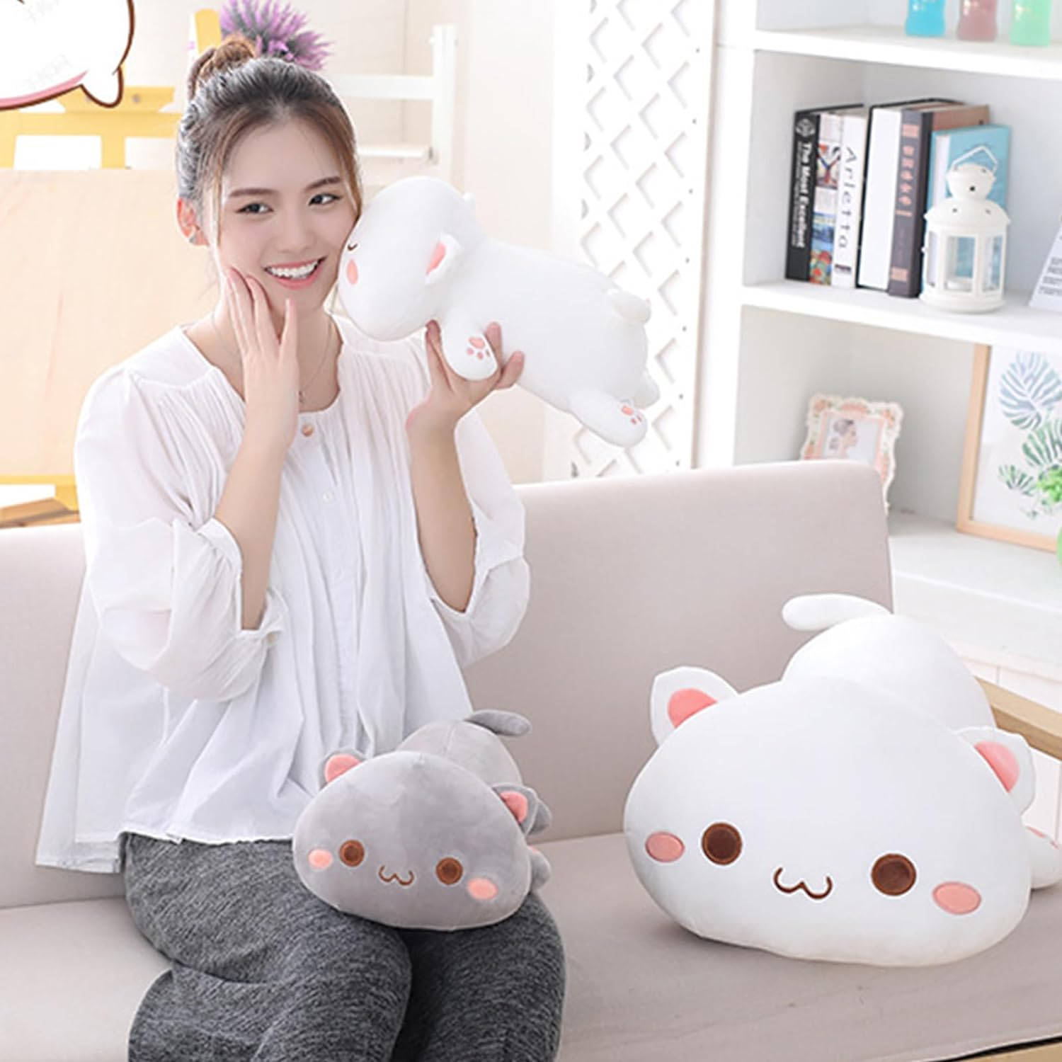 15.7Inch Cute Plush Cat Stuffed Animal Kitten Pet Soft Anime Lying ...