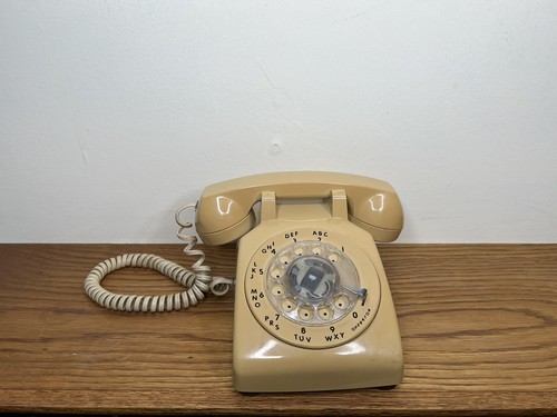 Vintage ITT Rotary Dial Desk Phone Beige *Untested* MADE IN USA | eBay