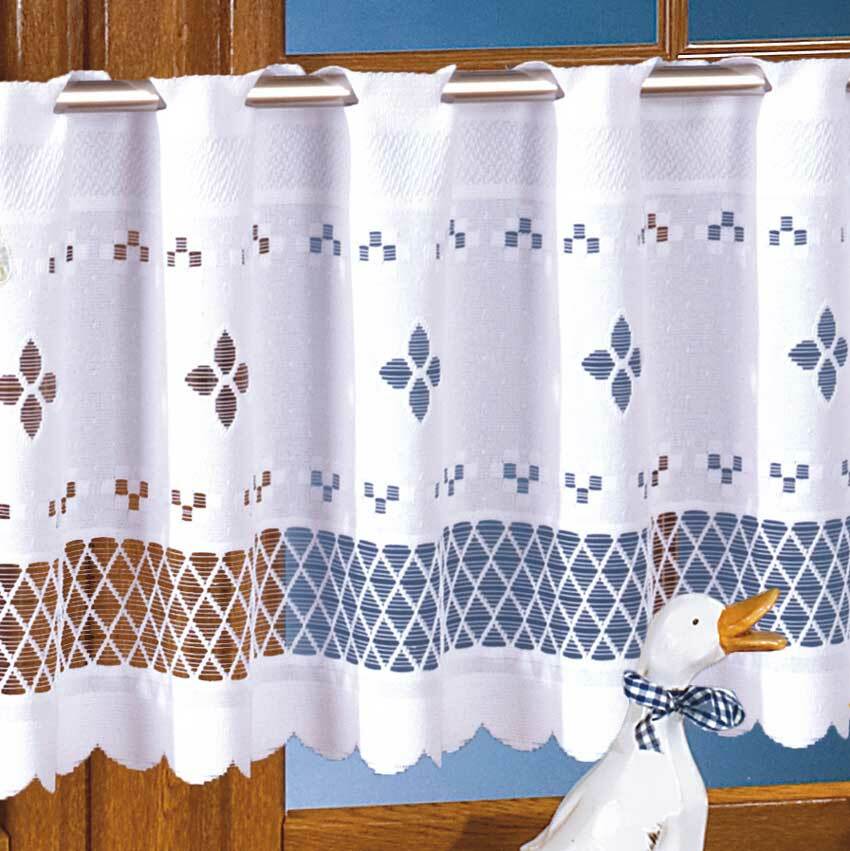 White Kitchen Cafe Net Curtain Sold by metre READY TO HANG 14" 24" drop ...