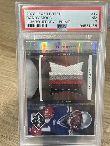 Randy Moss—2008 Leaf Limited—GAME USED—QUAD COLORED PATCH—SSP—/10—PSA 7 ...