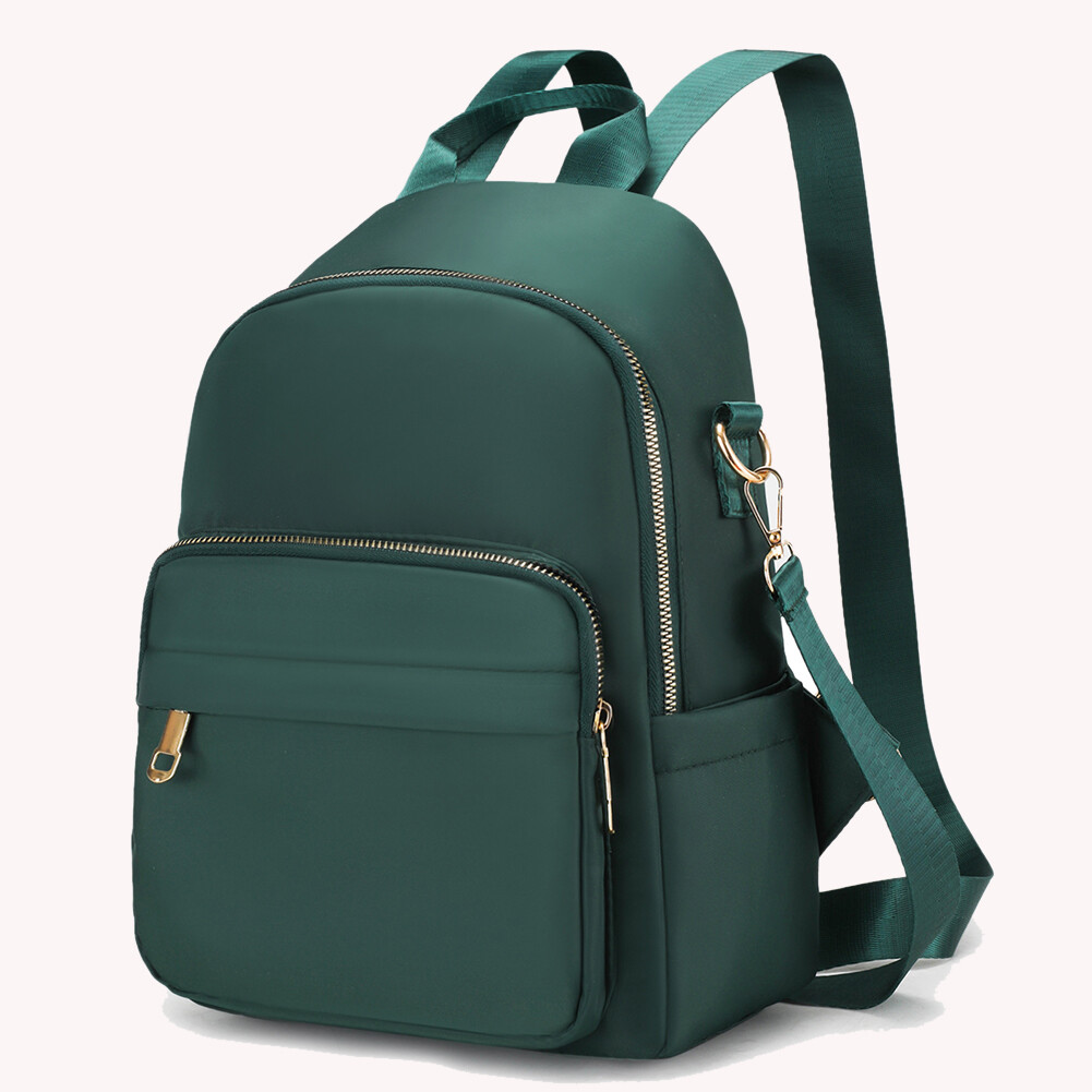 Women Nylon Solid Color Backpack Zipper Large Capacity Laptop Bag ...
