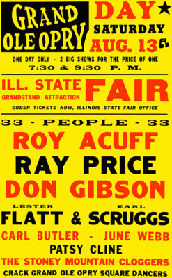 Roy Acuff - Patsy Cline - 1960 - Grand Ole Opry - Poster | eBay