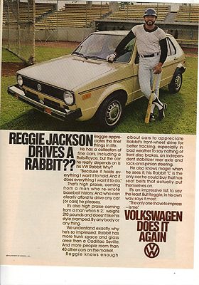 Original 1978 Volkswagen Rabbit Magazine Ad with Reggie Jackson | eBay