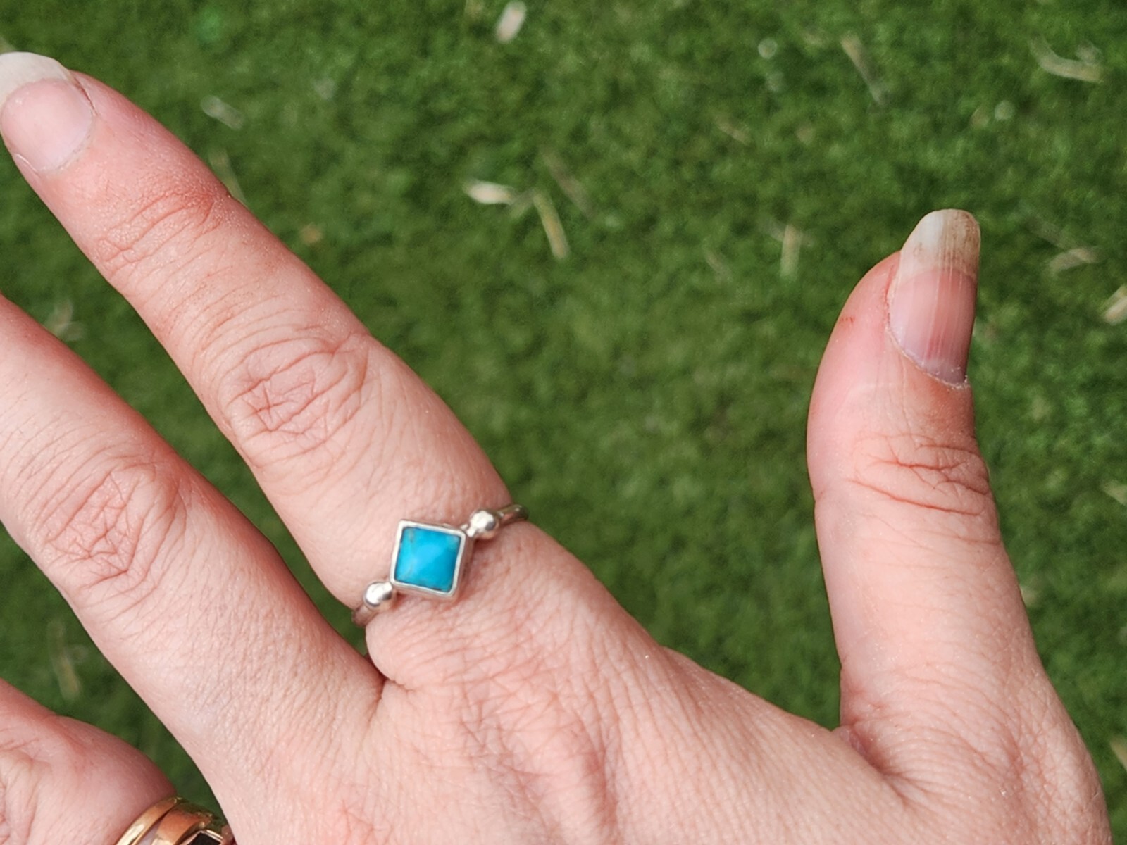 Arizona Turquoise Blue Square Sterling Silver 925 ring Jewellery Size 8 ...