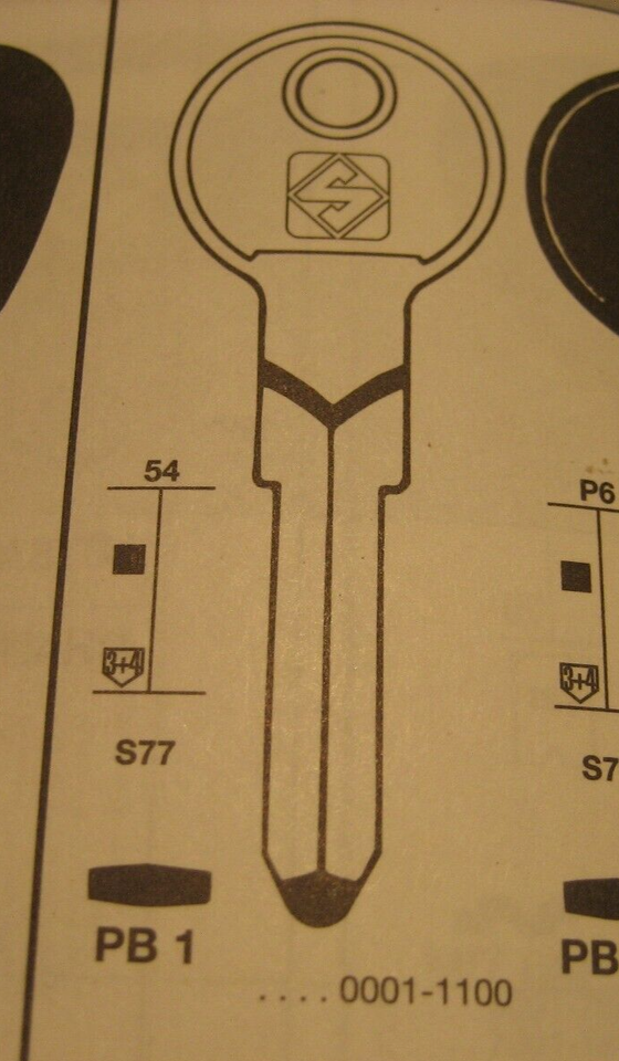 BMW E 3 + E 9 Bj. 1968-75, Schlüsselrohling CEA PA 1, Pebra Schließung ...