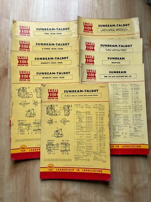 Shell X-100 Sunbeam/Sunbeam Talbot Lubrication charts (X9) | eBay UK