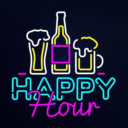 10" Vivid Happy Hour Martini LED Neon Sign Light Lamp Beer Bar Pub Wall ...