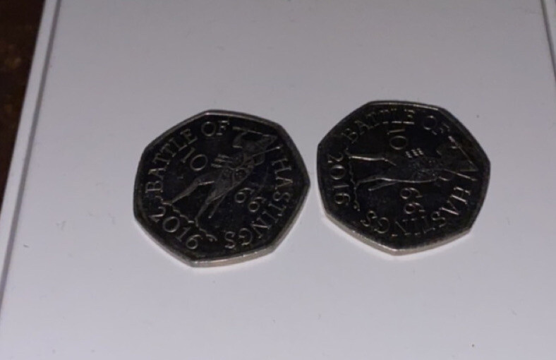 EXTREMELY RARE x2 1066 Battle of Hastings 50p coin worth £63,000 VGC ...