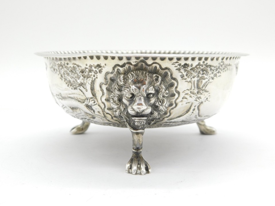Edwardian Sterling Silver Countryside Pattern Bowl Antique 1907 London ...