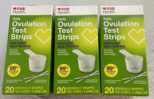 3 x CVS Daily Ovulation Test Strips/20 Individually Wrapped Tests Exp 3 ...