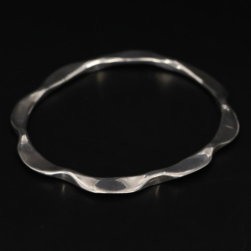 Sterling Silver - MODERN 4mm Wavy Waveform 6.5" Bangle Bracelet - 18g | eBay