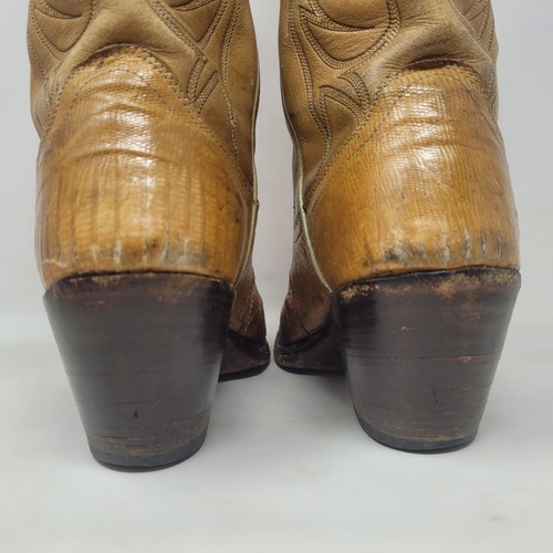 Vintage Tony Lama Boots Mens 8D Teju Lizard Tan Leather Exotic Western ...