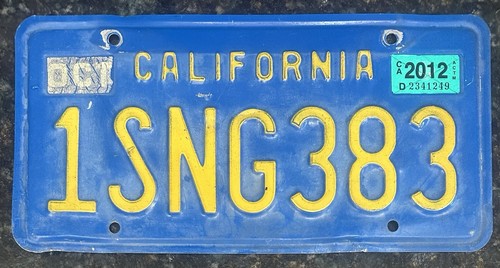1987 - 1990s California CA Blue & Yellow License Plate “1SNG383” | eBay