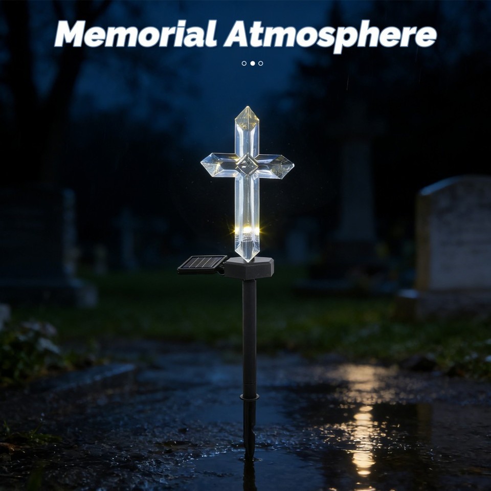 Cross Solar Garden Lights Cemetery Decorations for Grave Site Lighted ...