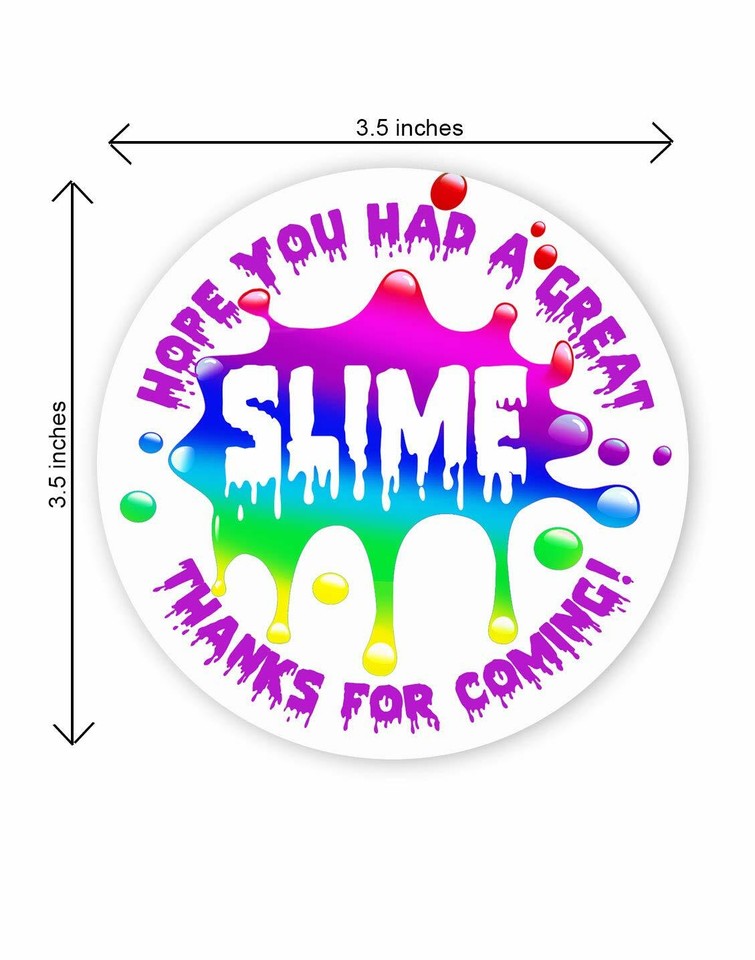 Slime Rainbow Party Favor Stickers - 40 Favor Bag Stickers - Slime ...