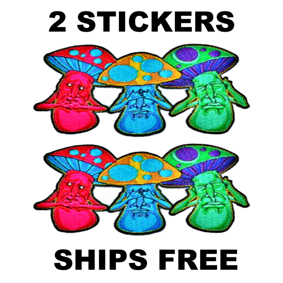 Mushroom Sticker Sign -See No Evil, Speak No Evil, Hear No Evil, Peace ...