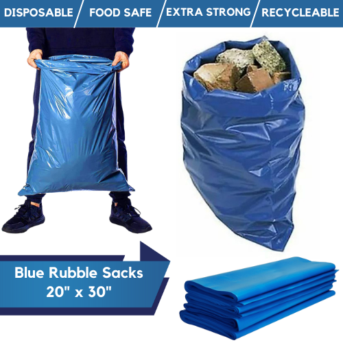 Rubble Sacks Blue Heavy Duty Rubbish Bags Builders Construction Waste ...