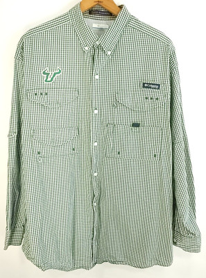 USF Bulls Columbia PFG Shirt Men's Large Super Bonehead Green White ...