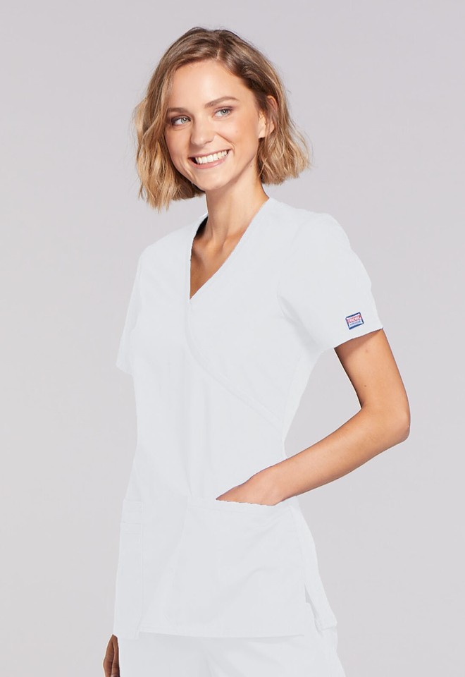 Scrubs Cherokee Workwear Mock Wrap Top WW650 WHTW White Free Shipping ...