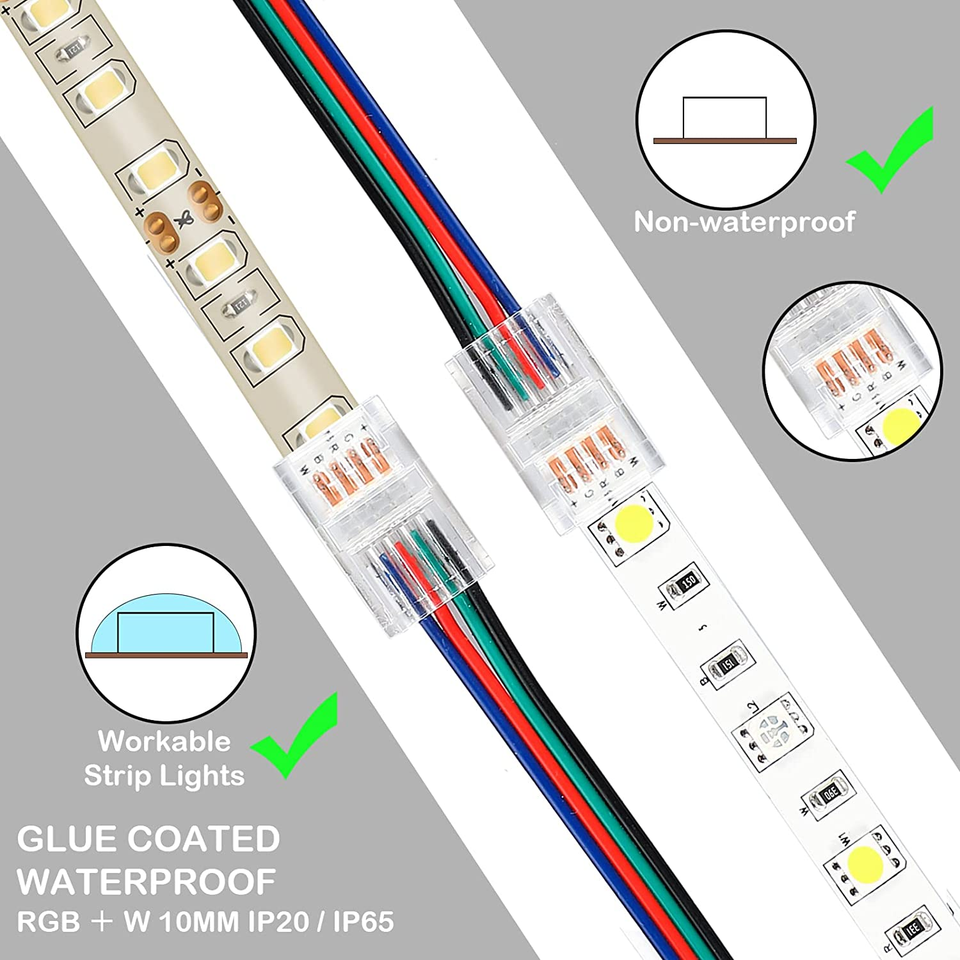 40 Packs LED Strip Connector 4 Pin,10 Mm LED Connectors for Strip ...
