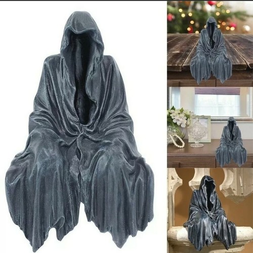 Resin Grim Reaper Dark Figure Hooded Death Gothic Sitting Decoration ...