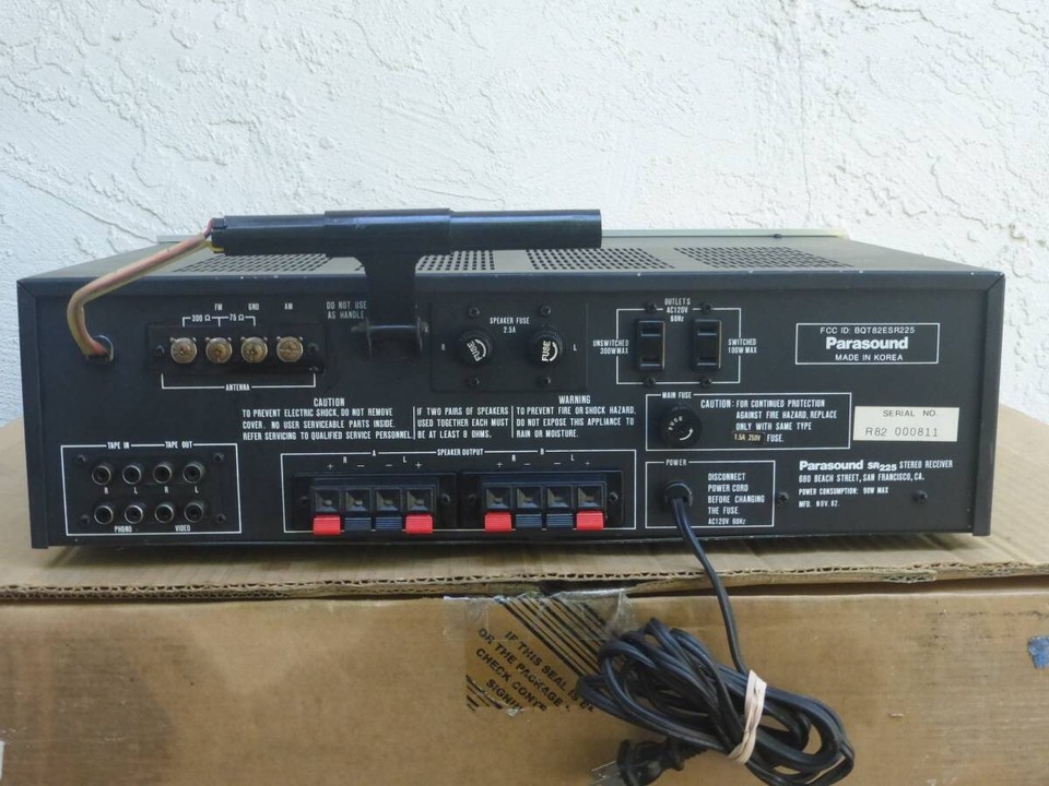 Parasound SR 225 AM/FM Stereo Receiver Amplifier Silver Vintage RARE ...