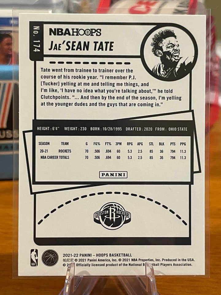 2021-22 Panini Hoops Basketball Jae'Sean Tate-#174 Winter Base.Houston ...