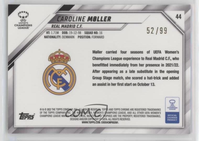 2021 Chrome UEFA Women's Champions League /99 Caroline Moller Møller ...