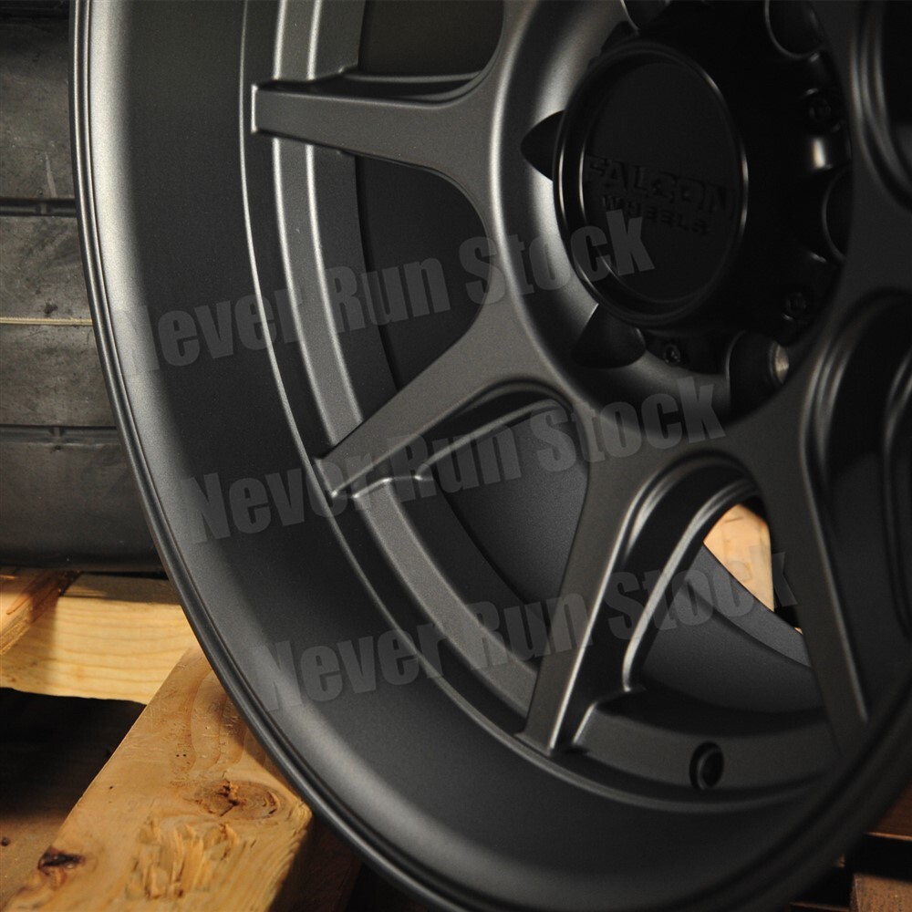 FALCON T8 6x139.7 6x5.5 17x9 -38 OFFSET MATTE GUN METAL 8 SPOKES TRUCK ...