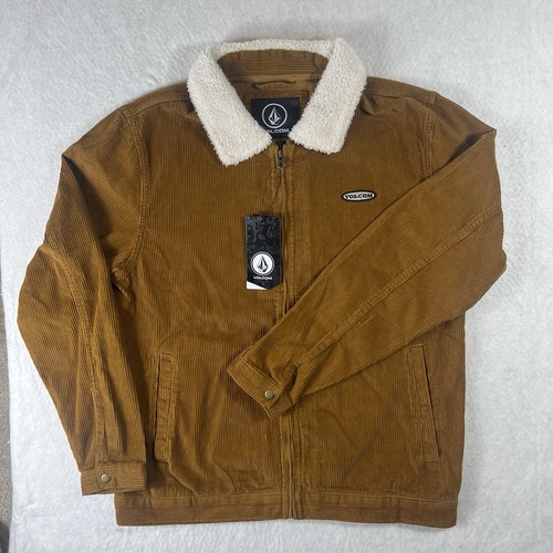 Volcom Halecrest Jacket Corduroy Sherpa Collar Men's Medium Trucker Zip ...