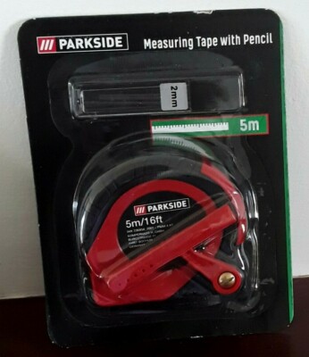 New! Parkside 5M/16ft Measuring Tape With Pencil Magnetic End Hook Belt ...