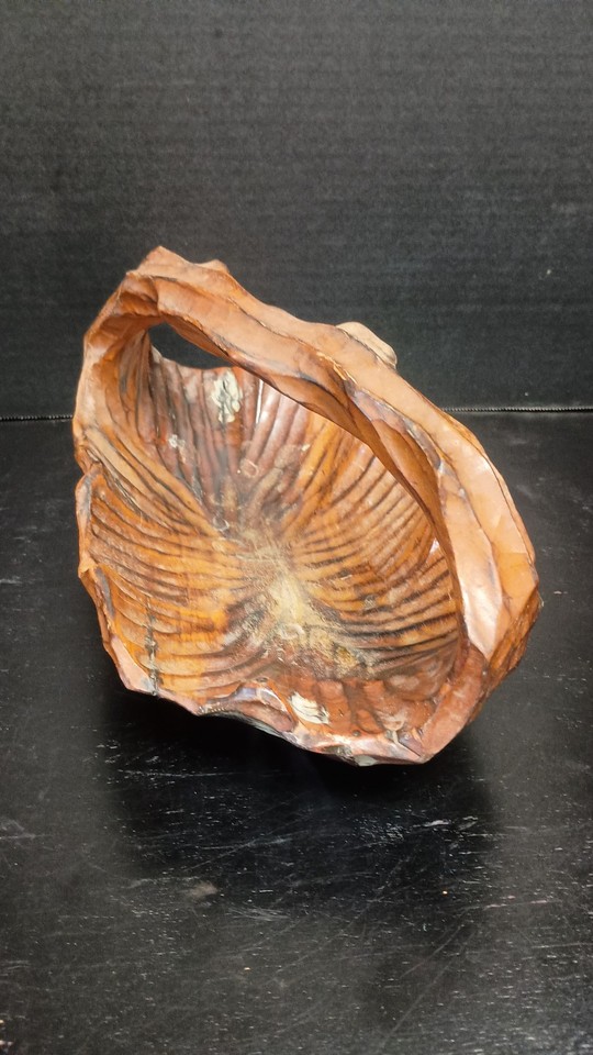 Vintage Hand Carved Wooden Basket Primitive Farmhouse 12" X 5.5" | eBay UK