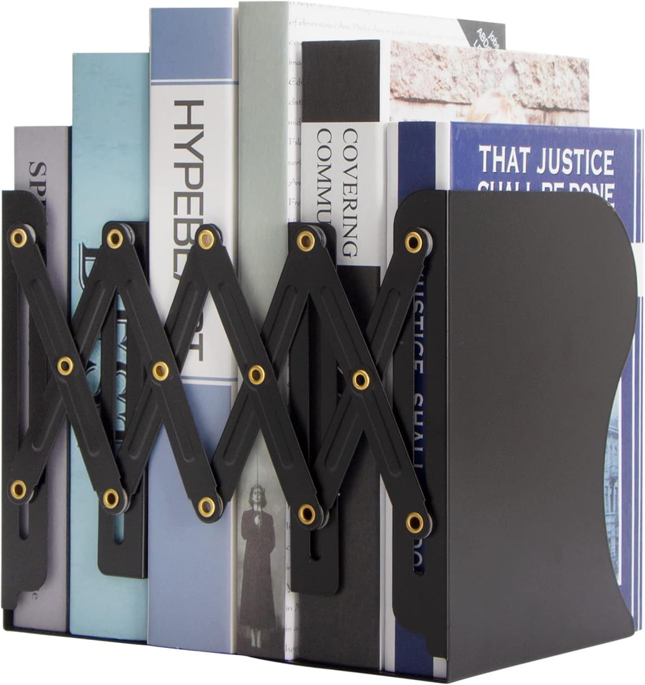 Aobopar Adjustable Book Ends, Metal Bookends for Heavy Books, Desk Book ...