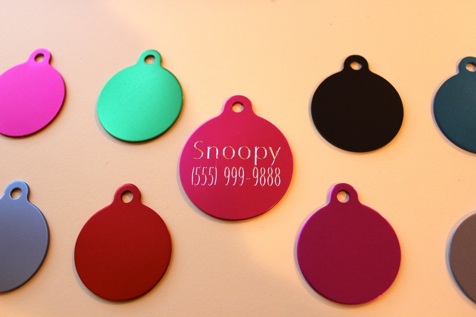 PET TAG CIRCLE ID DOG TAG PREMIUM FULLY ANODIZED 2-SIDE DIAMOND ...