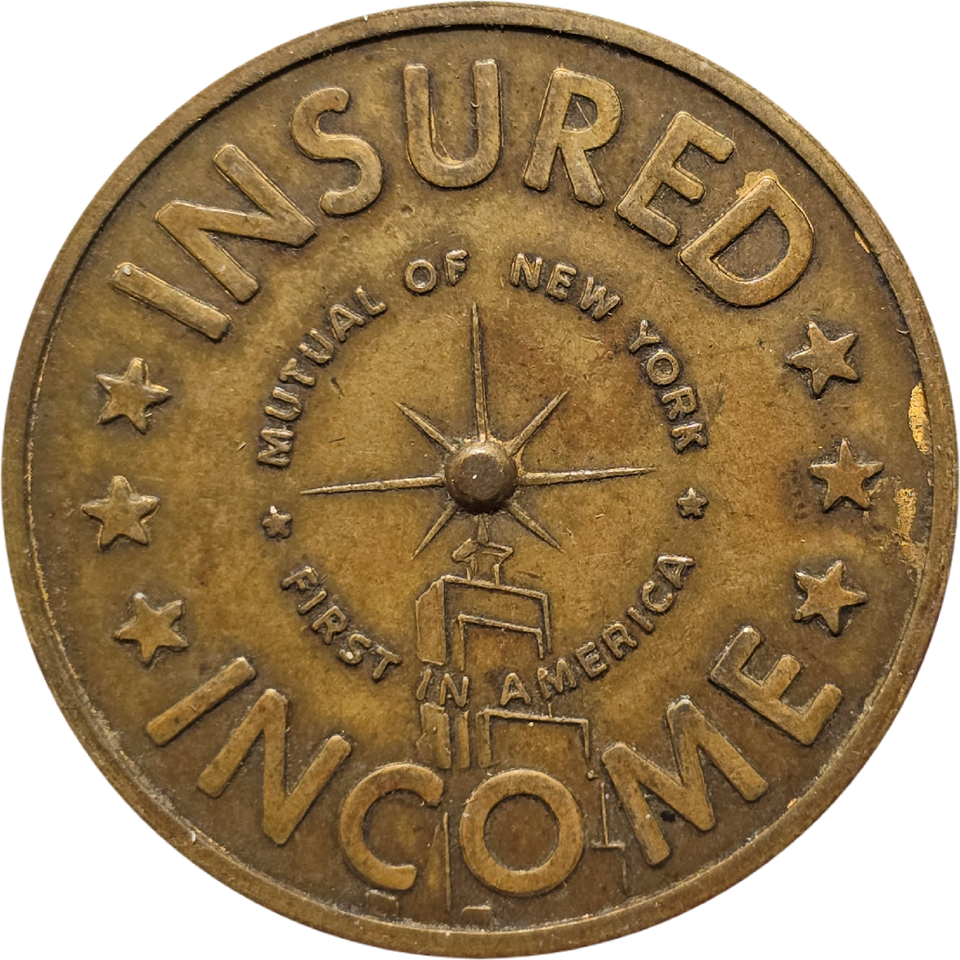 Vintage Spinner Token Medal Advertising MUTUAL of NEW YORK INSURANCE ...