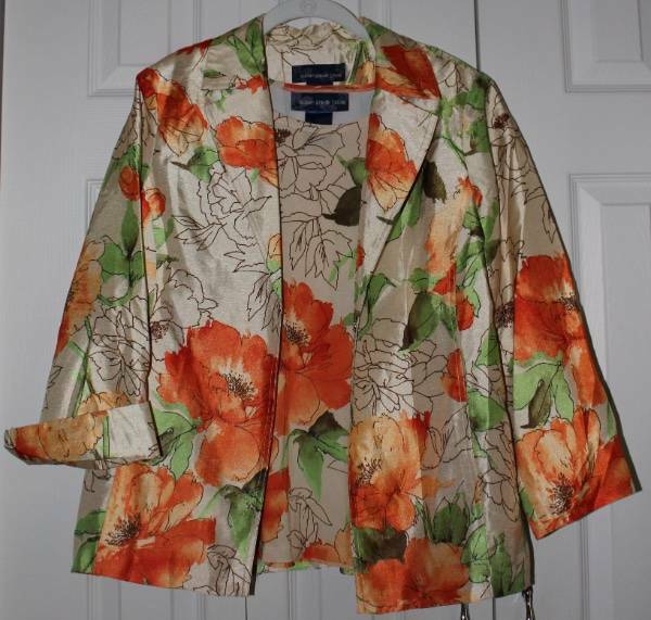 Susan Graver Watercolor Floral Jacket And Top Size M Gem