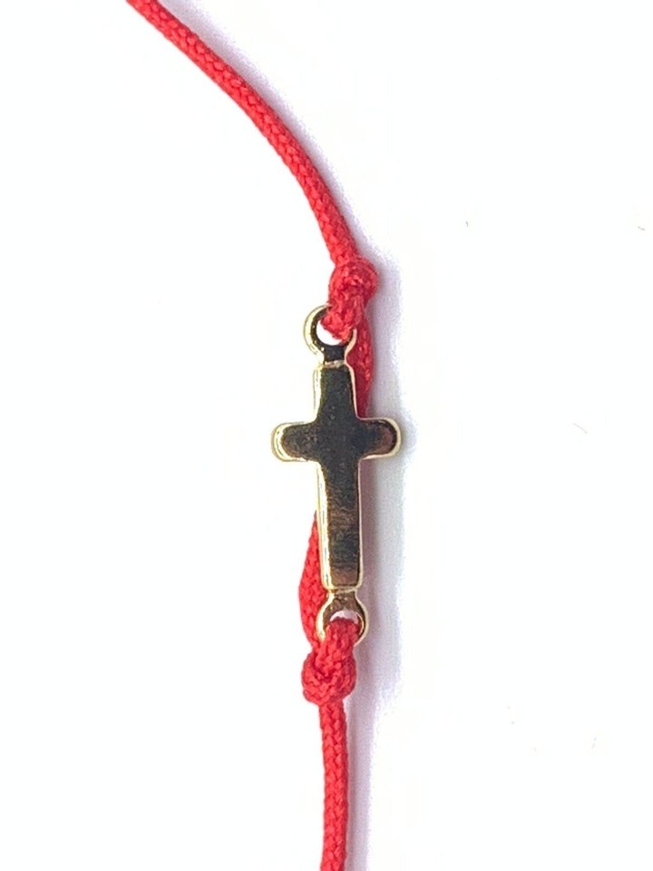 Red String Bracelet Cross Golden Religious Adjustable Knot 6-10in Long ...