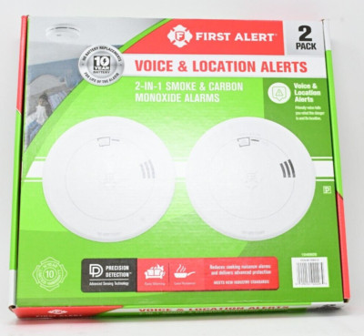 First Alert Voice Location Alerts Alarms 2 in 1 Smoke Carbon Monoxide ...