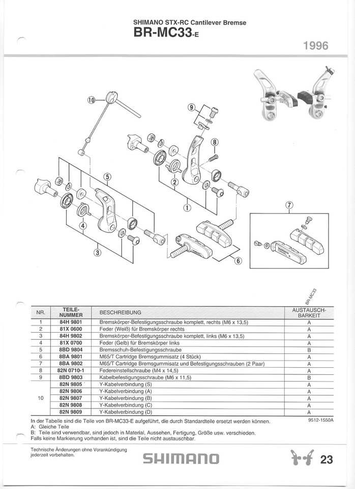 Vintage Shimano STX BR-MC33 Canti/Cantilever Brake Set w/ Link Wire and ...