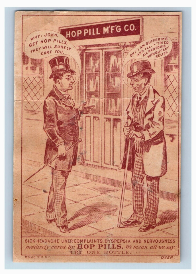 1870s-80s Comical Scene Hop Pills & Lyon's Sarsaparilla New London CT ...