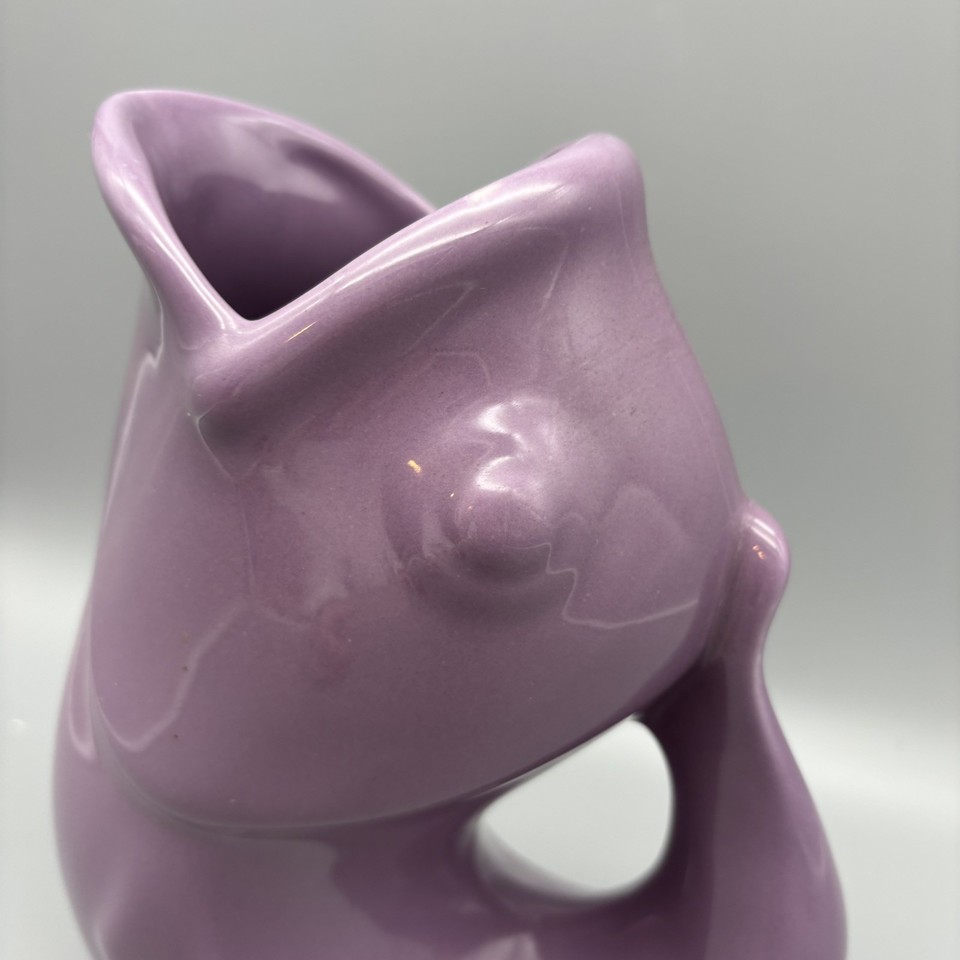 2006 Original Gurgle Pot Gurglepot 9.5" Purple Fish Ceramic Water ...