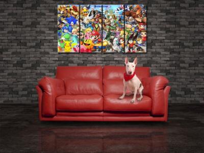 Super Smash Bros Mario CANVAS PRINT Panels Wall Art Decor Giclee Art ...